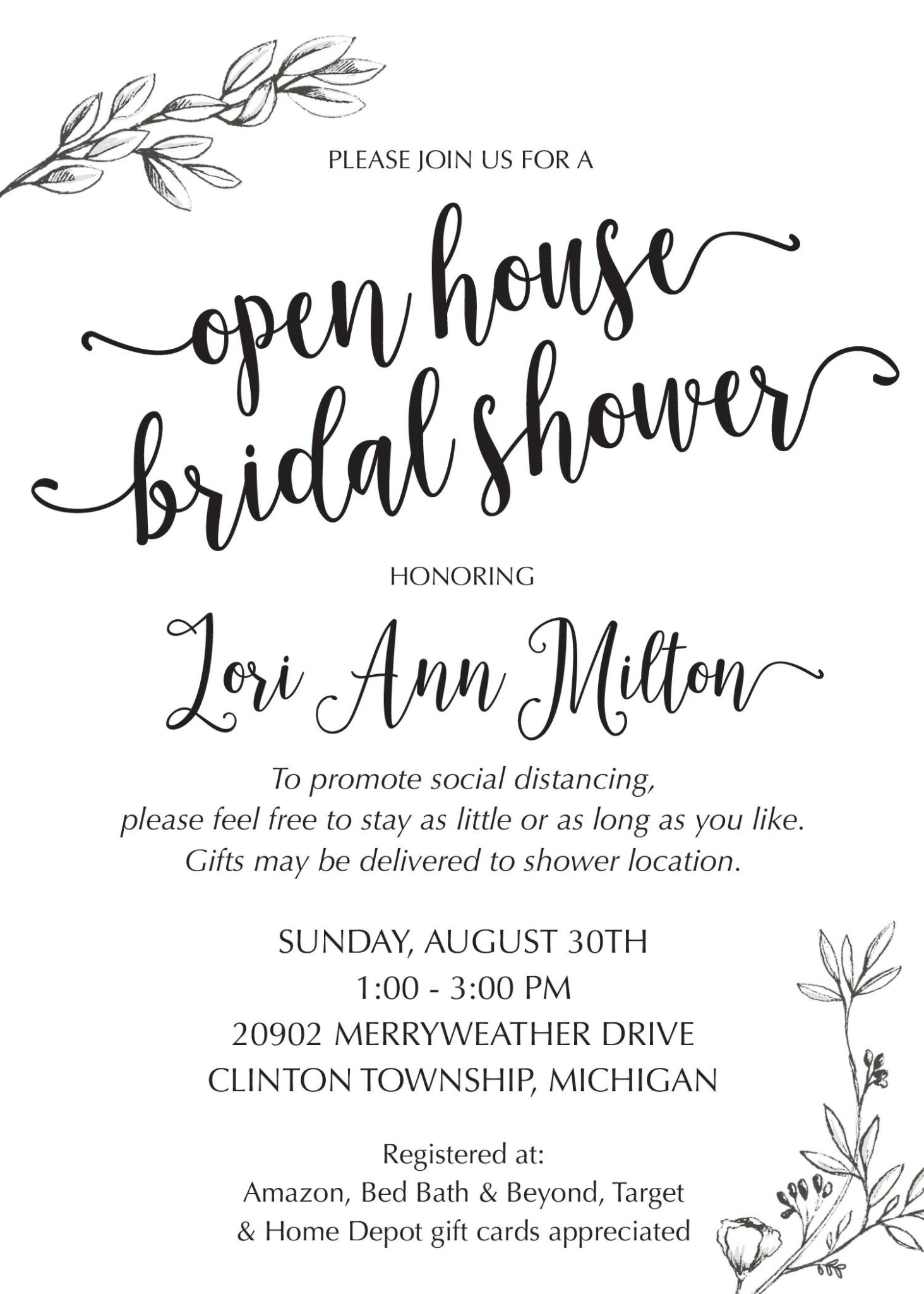 Bridal Shower Open House Invitation Wording