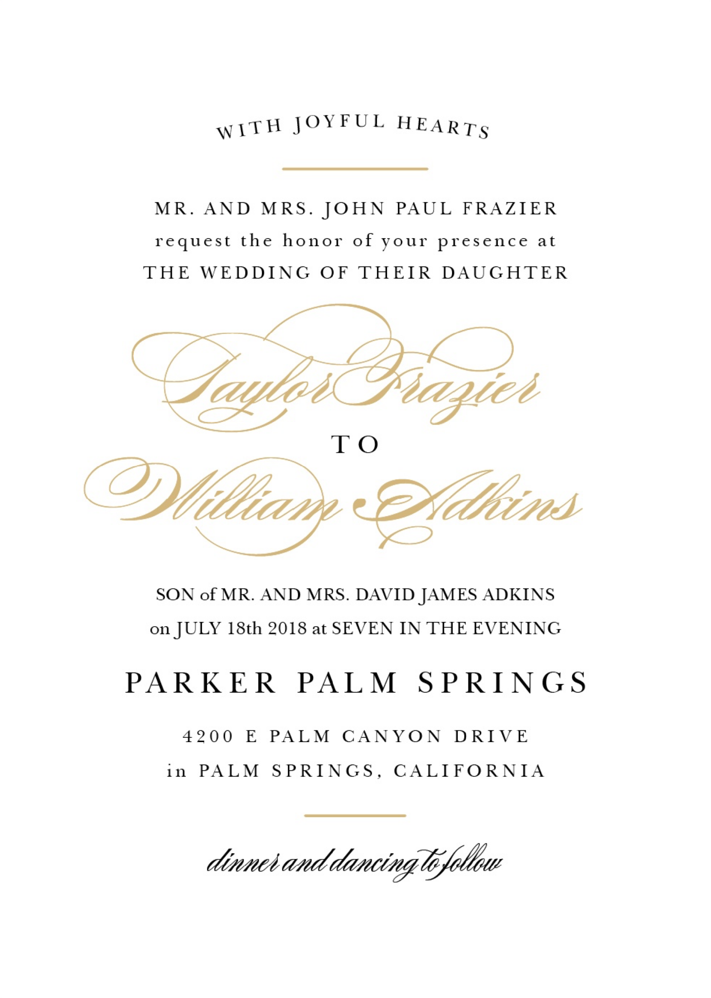 Examples of Wedding Invitation Wording