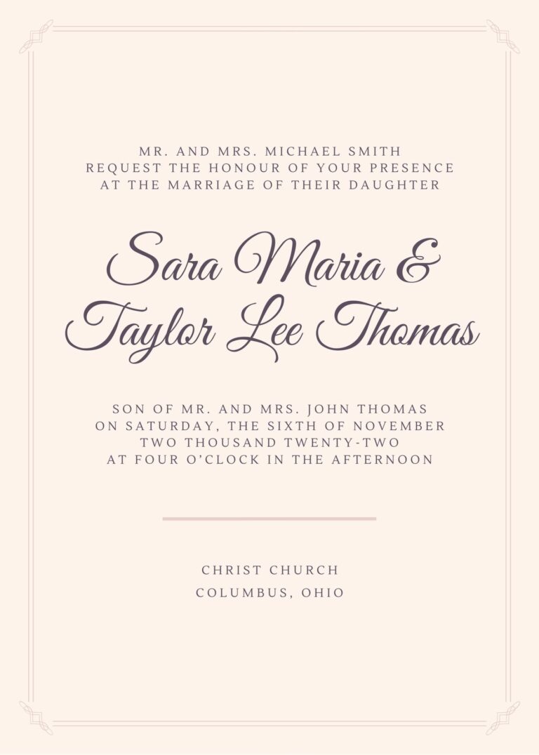 Wedding Card Invitation Wording from Parents