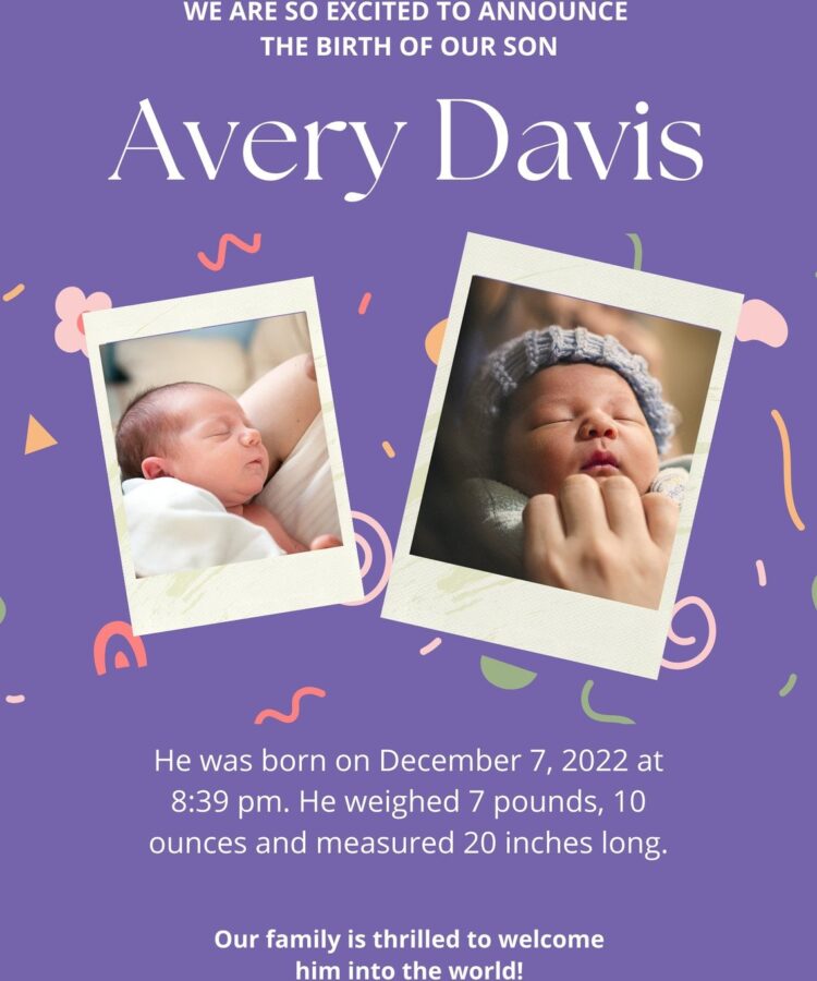 Baby Boy Photo Announcement Wording