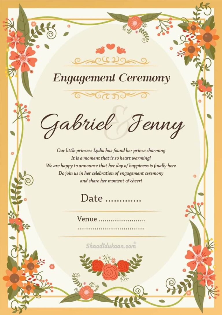 Christian Engagement Announcement Wording