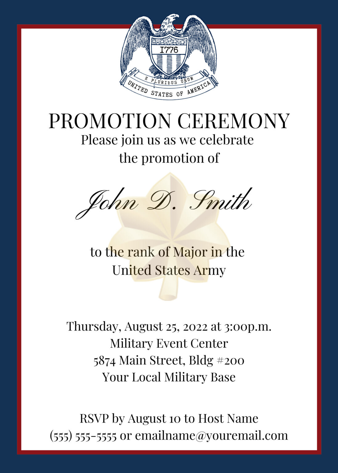Military Promotion Announcement Wording