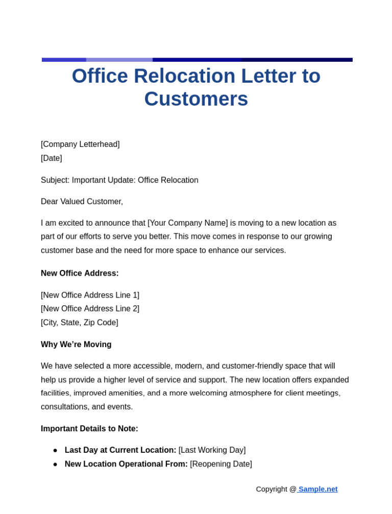 Office Moving Announcement Wording to Employees
