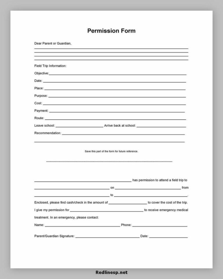 School Club Permission Slip Template