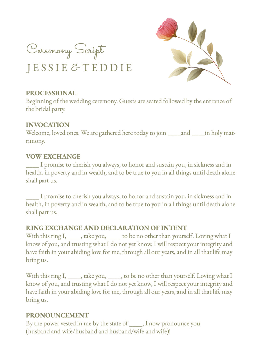 Simple Ring Ceremony Wording LDS